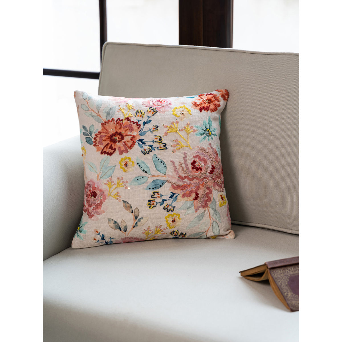 Buy Pure Home + Living Summer Bloom Multicolour Cushion Cover Online