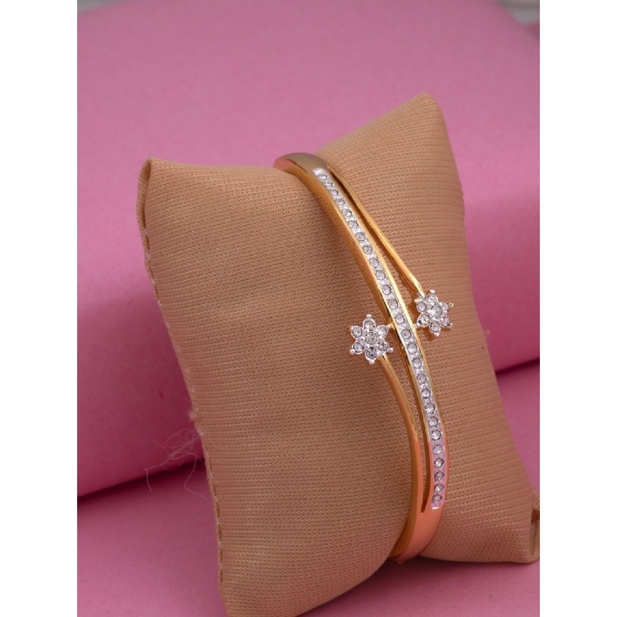 Buy Estele Gold & Rhodium Plated Classic Seven Stone Twin Cuff Bracelet ...