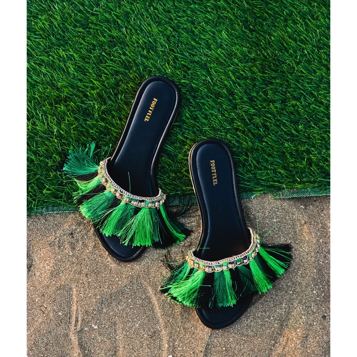 Buy Foot Fuel Fringe Black Tassels Flats Online Buy Foot Fuel Fringe Black Tassels Flats Online