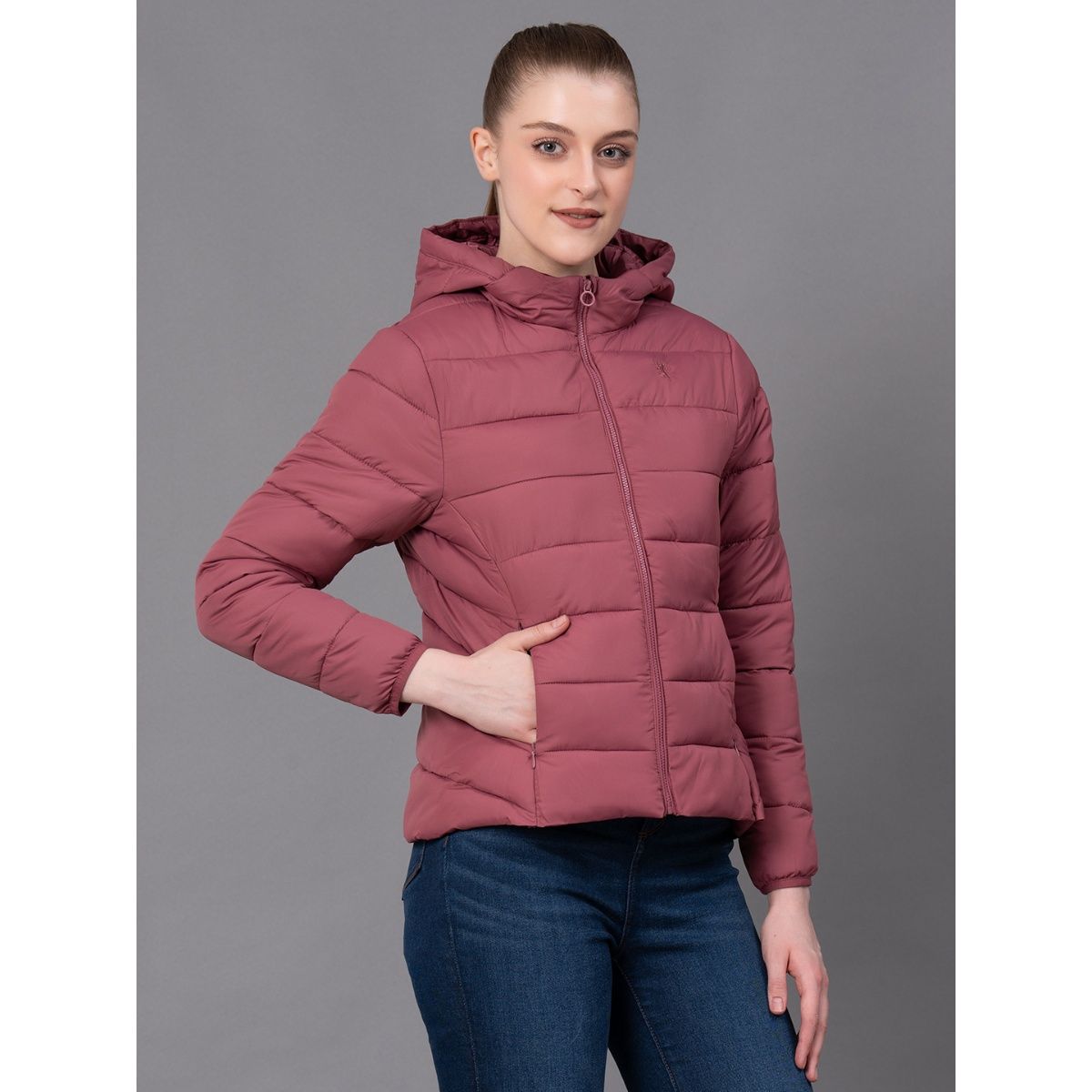Buy Red Tape Rose Polyester Solid Womens Padded Jacket Online