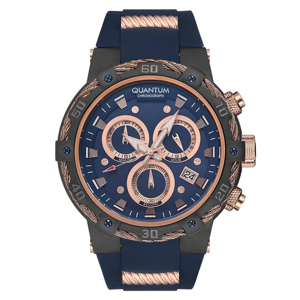 Buy Quantum Hunter Chronograph Blue Round Dial Mens Watch - Hng688.090 ...