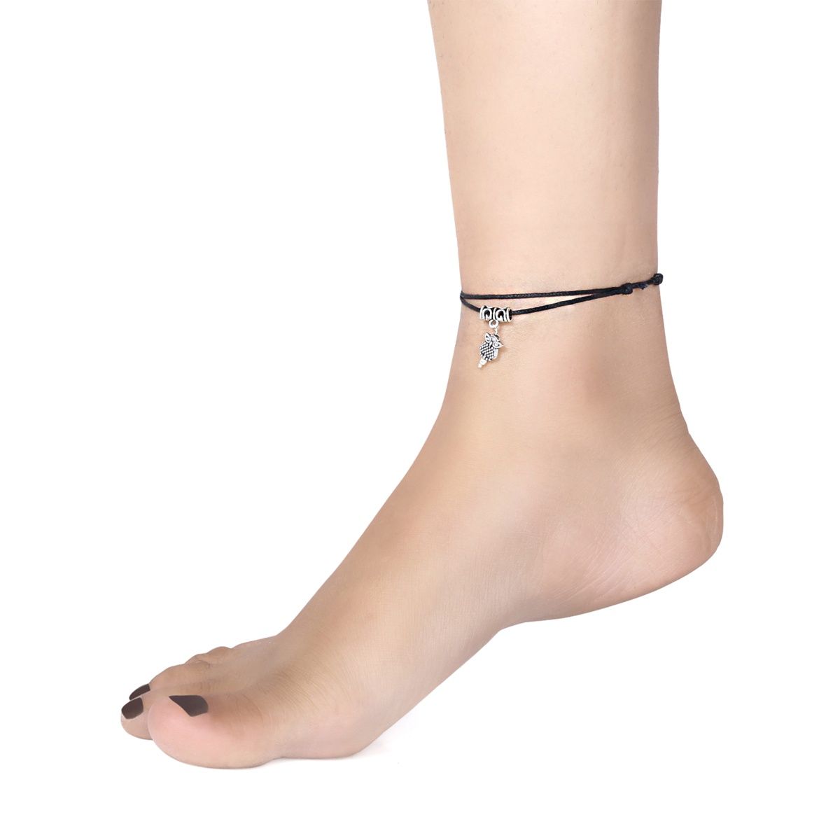 Buy Yellow Chimes Set Of 5 Black Oxidised Anklets Cum Bracelets Online