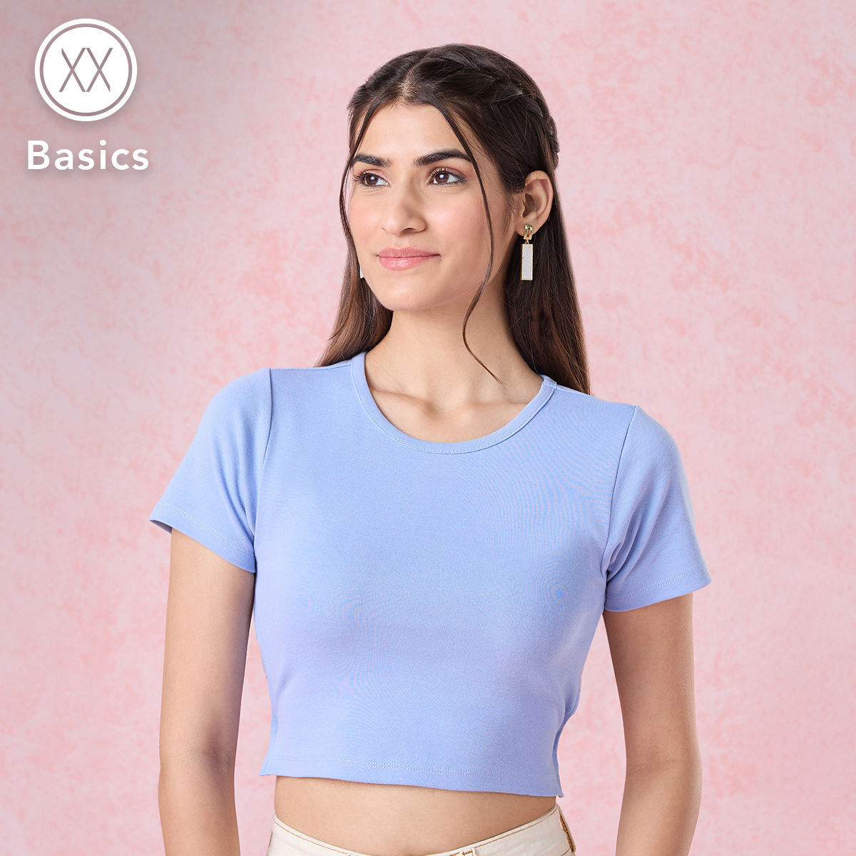 Buy Twenty Dresses by Nykaa Fashion Basics Blue Round Neck High Low ...