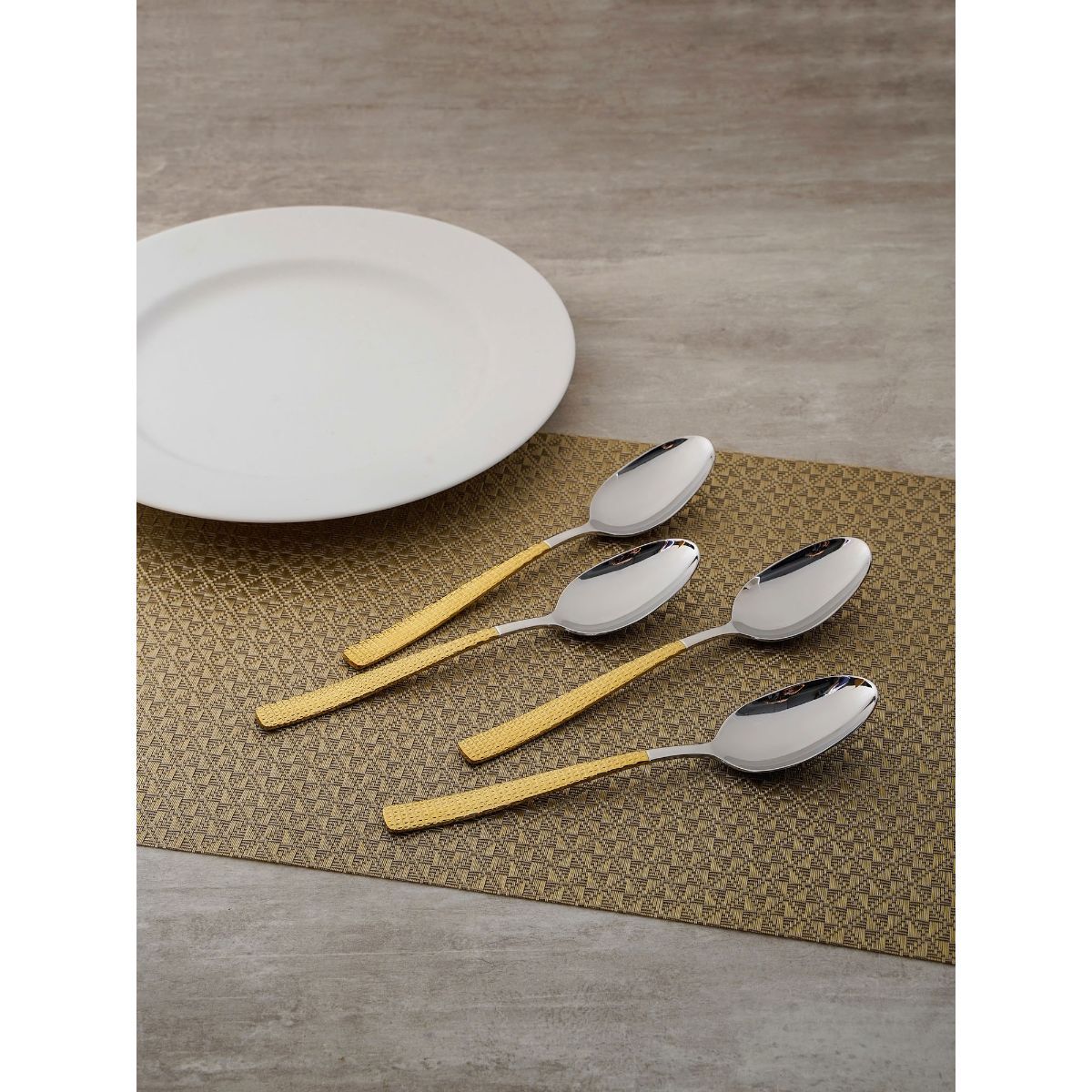 Buy Pure Home + Living Set of 4: Golden Knit Table Spoon Online