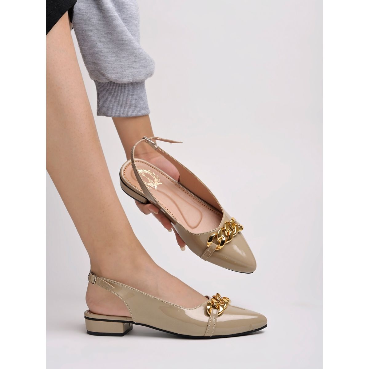 Buy Shoetopia Pointed Toe Flat Beige Belly Online