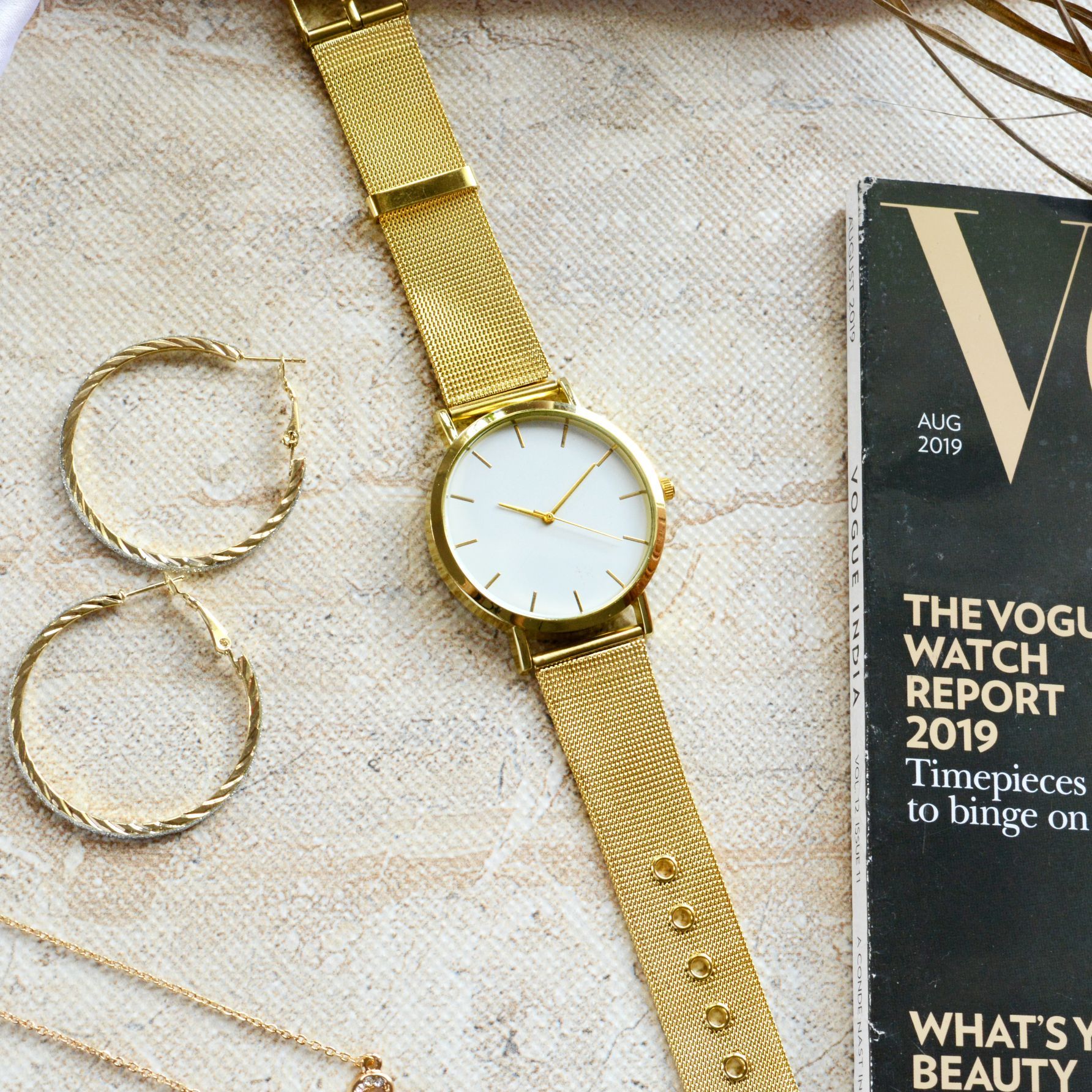 Buy Joker & Witch Alex White Dial Gold Mesh Strap Watch Online