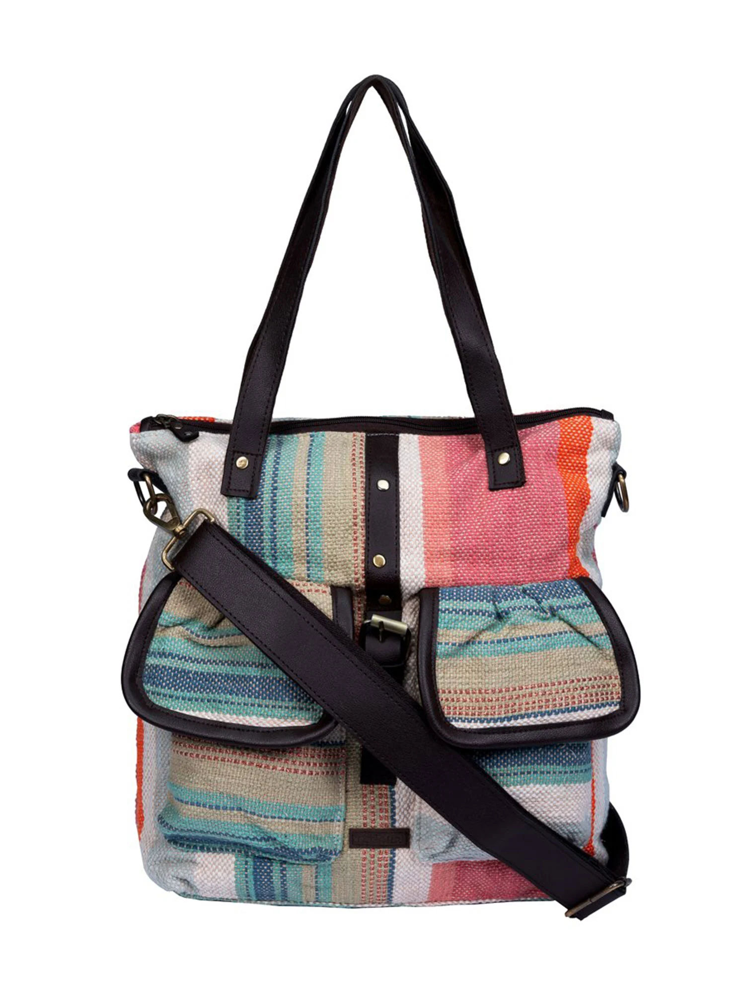 Buy Maisha by Esha Maisha Lifestyle Peach Multi Colour Stripes Two ...