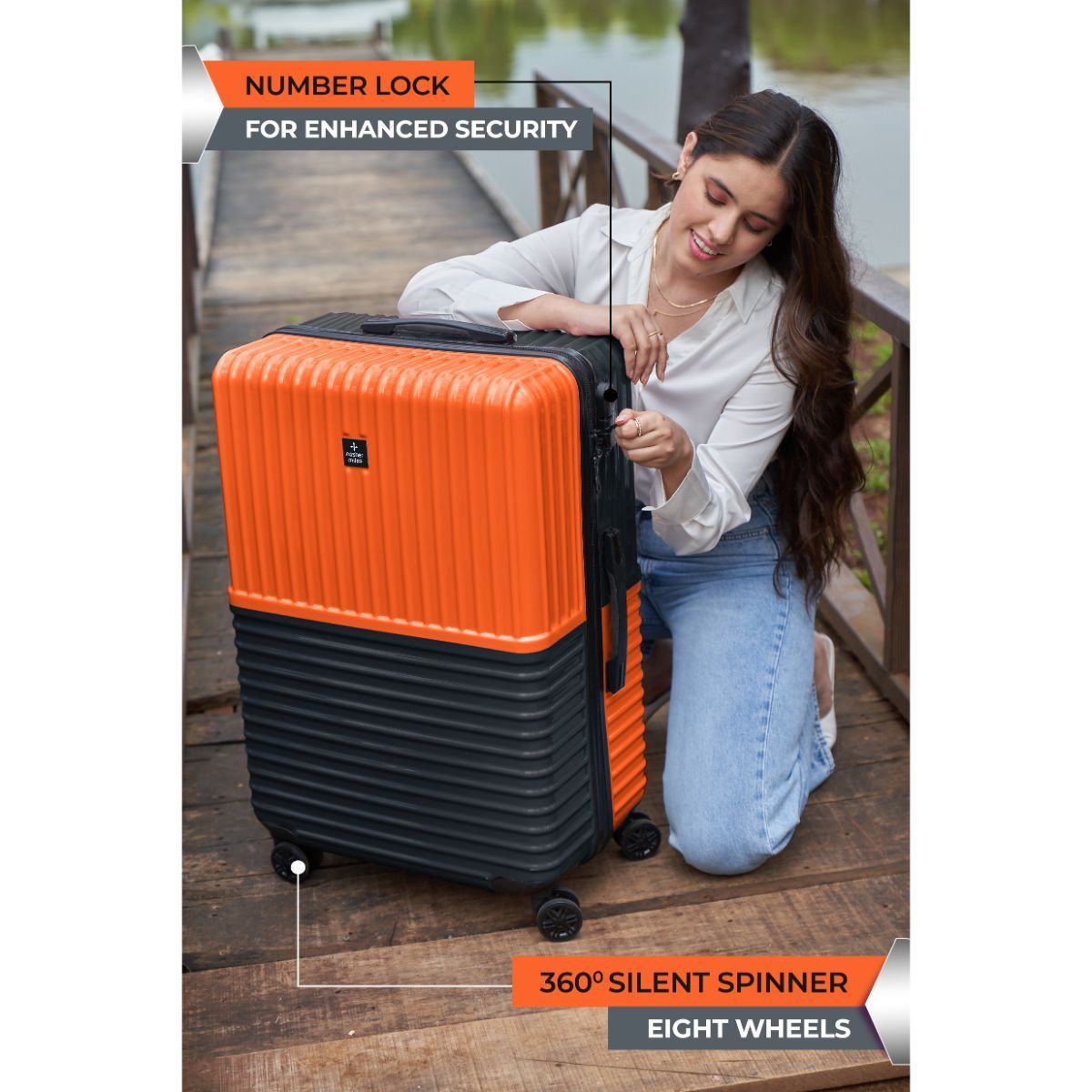 Nasher Miles Istanbul Hard-Sided Abs & Pc Luggage Trolley Bags (Orange ...