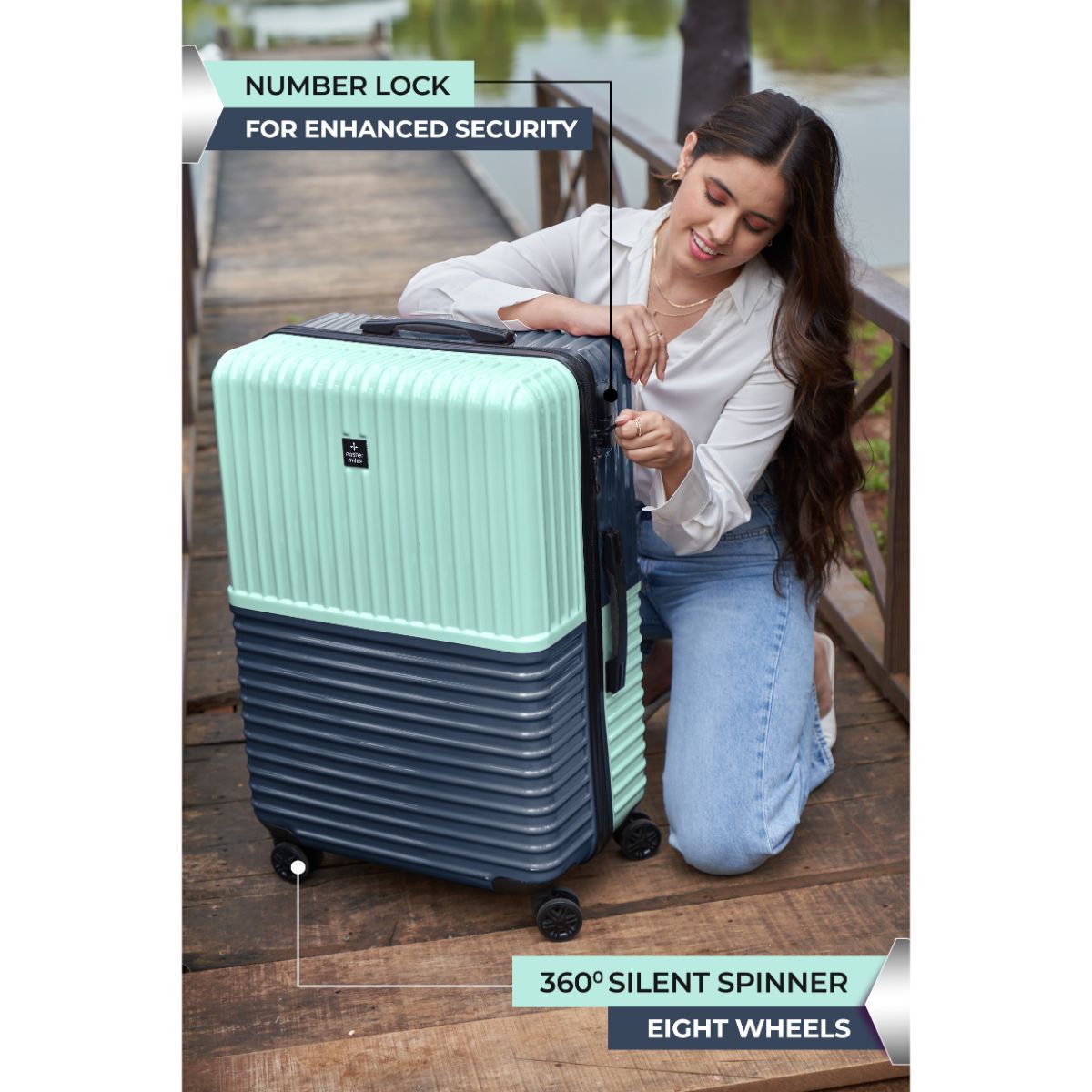 Nasher Miles Istanbul Hard-Sided Polycarbonate Trolley Bags (Teal-Dark ...