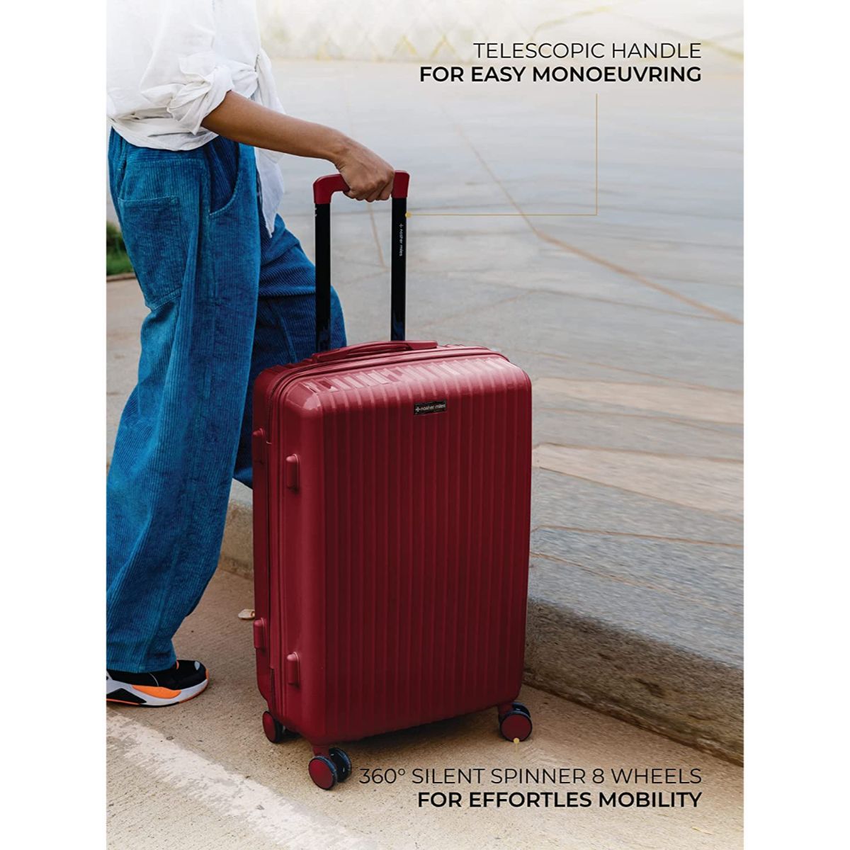 Buy Nasher Miles Pondicherry Hard-Side Polypropylene Maroon Trolley ...