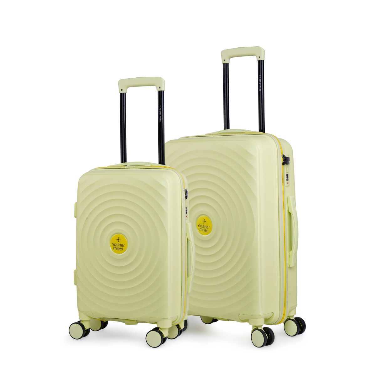 Nasher Miles Goa Hard-Sided Polypropylene Olive Green Yellow Trolley ...