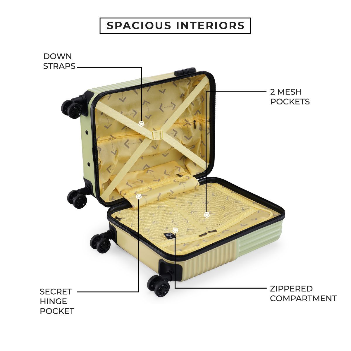 Buy Nasher Miles Istanbul Hard-Sided Abs & Pc Luggage Green & Yellow ...