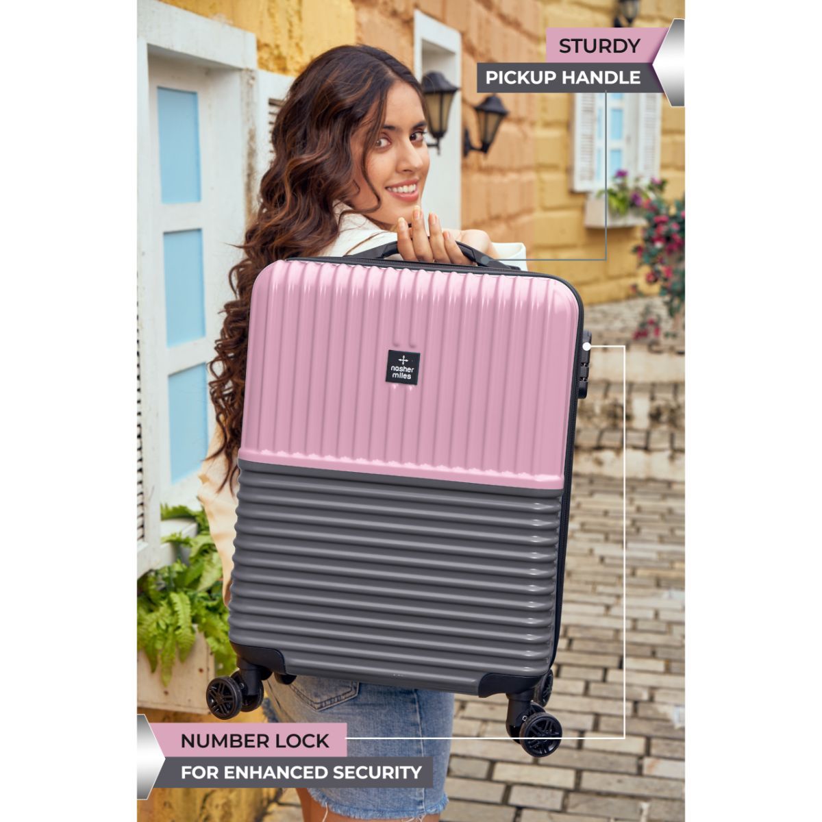 Buy Nasher Miles Istanbul Hard-Sided Abs & Pc Luggage Pink & Grey ...