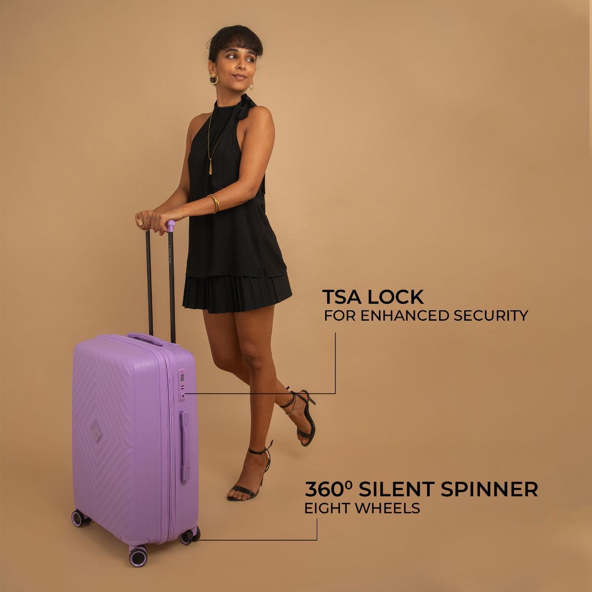 Buy Nasher Miles Antwerp Polypropylene Pastel Purple Trolley Bags (Pack ...