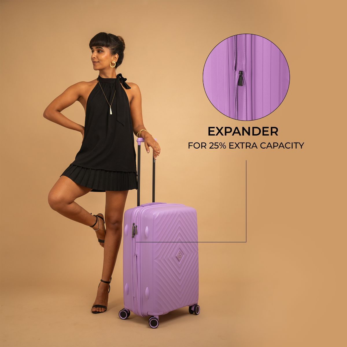 Buy Nasher Miles Antwerp Polypropylene Pastel Purple Trolley Bags (Pack ...