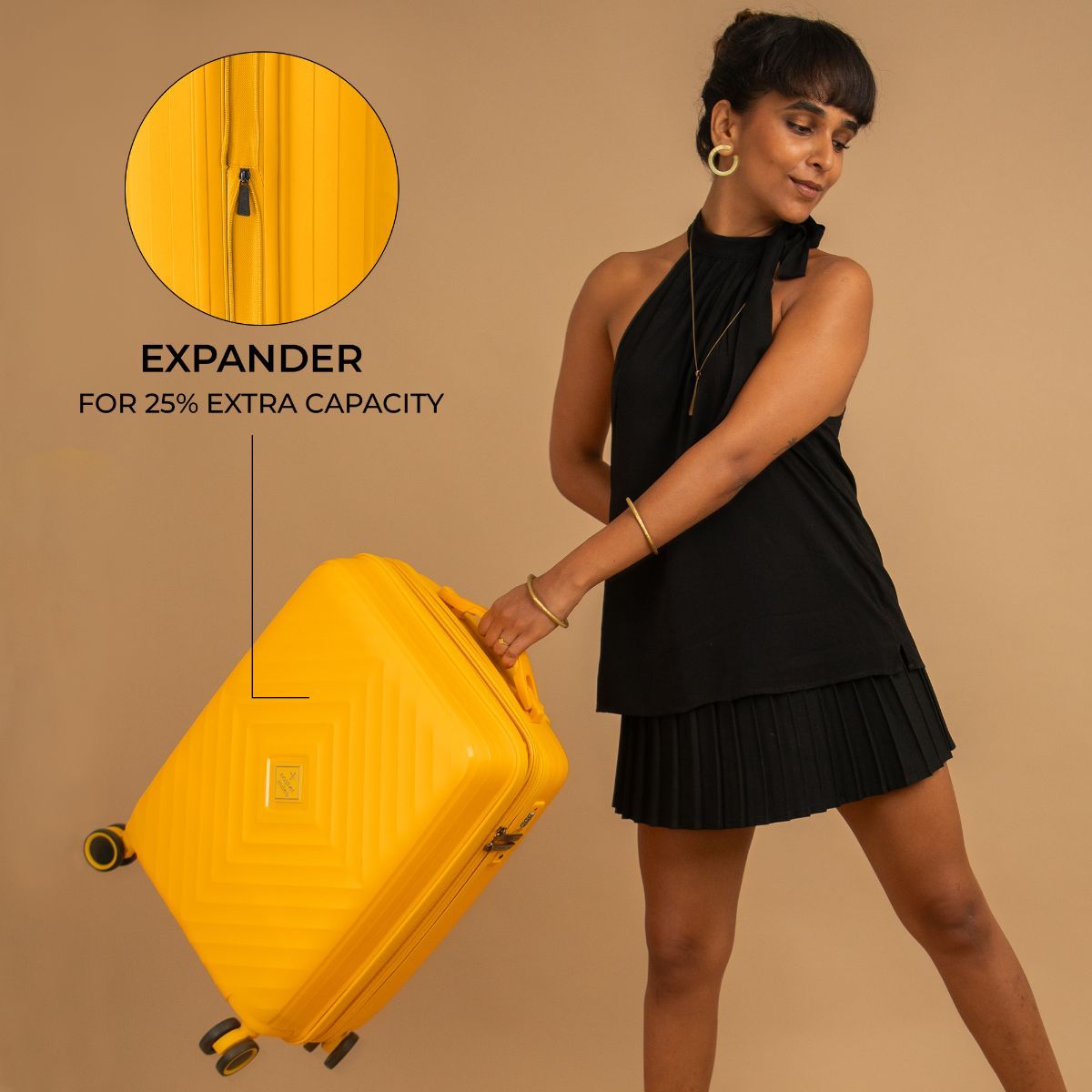 Buy Nasher Miles Antwerp Polypropylene Yellow Trolley Bag Online