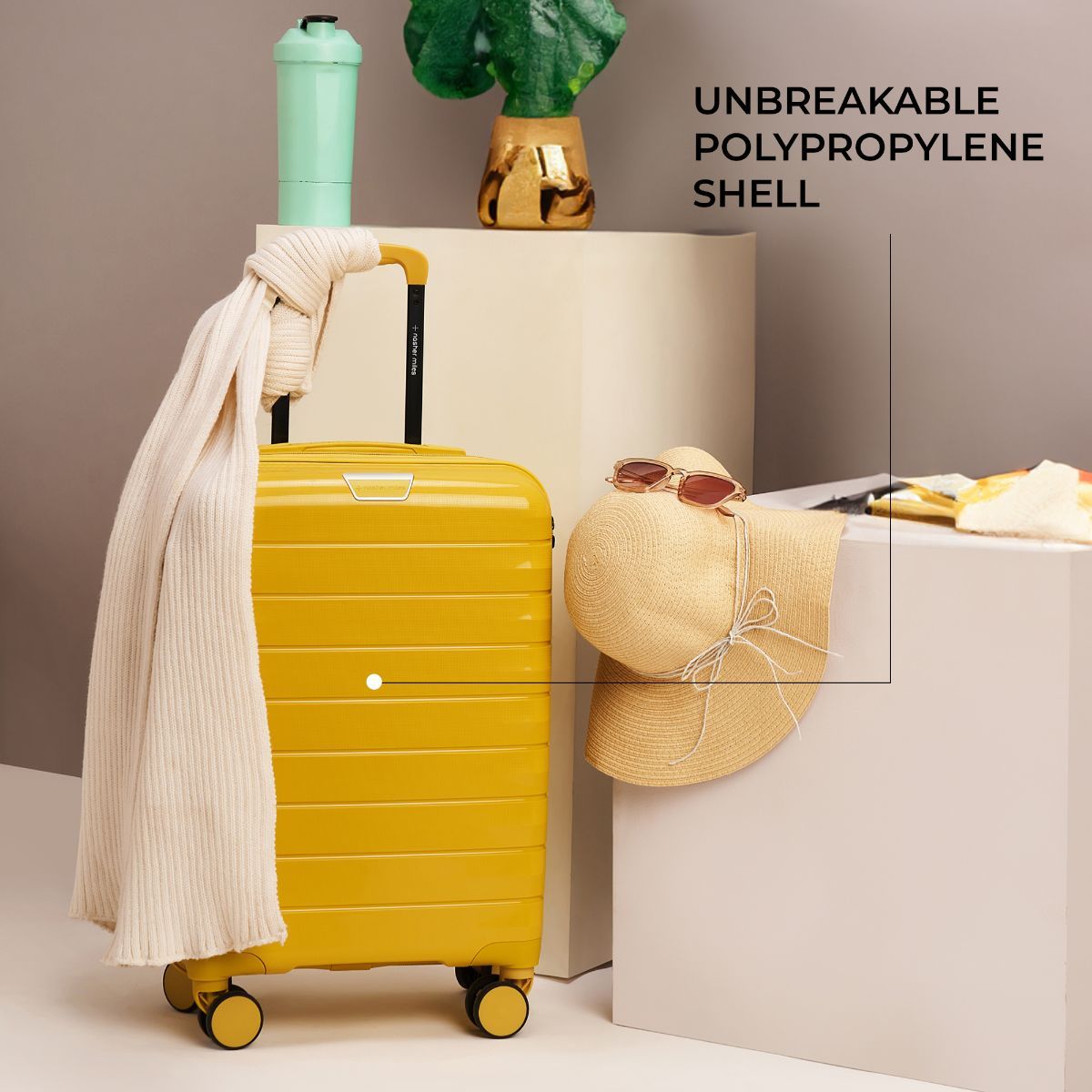 Buy Nasher Miles Vienna Hard-Sided Polypropylene Mustard Yellow Trolley ...
