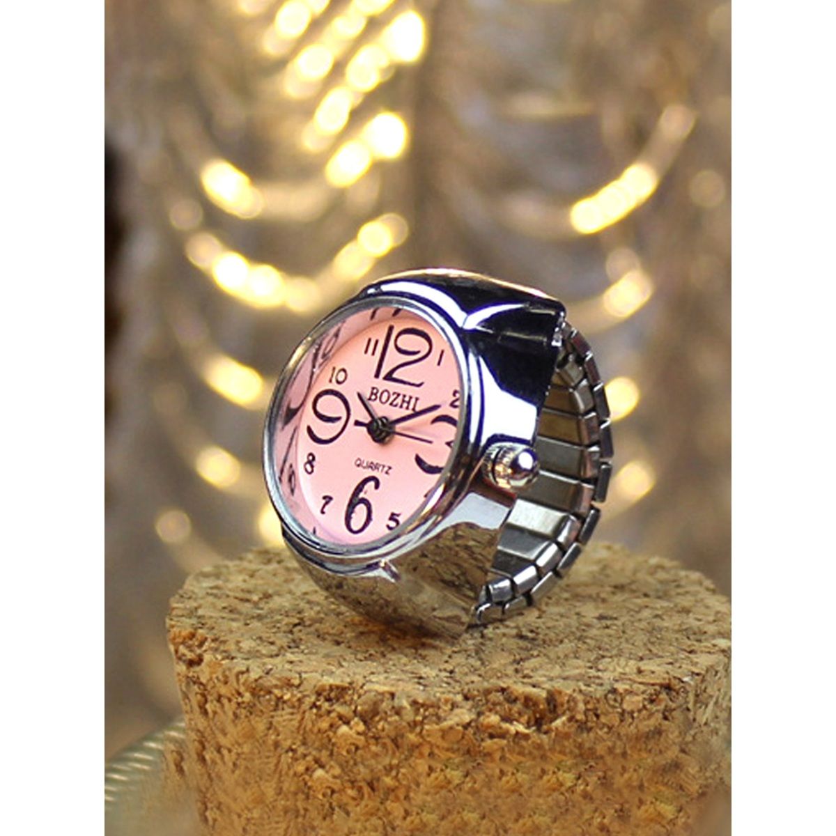 Yellow Chimes Pink and Silver Toned Stainless Steel Analog Watch Ring: Buy Yellow Chimes Pink ...