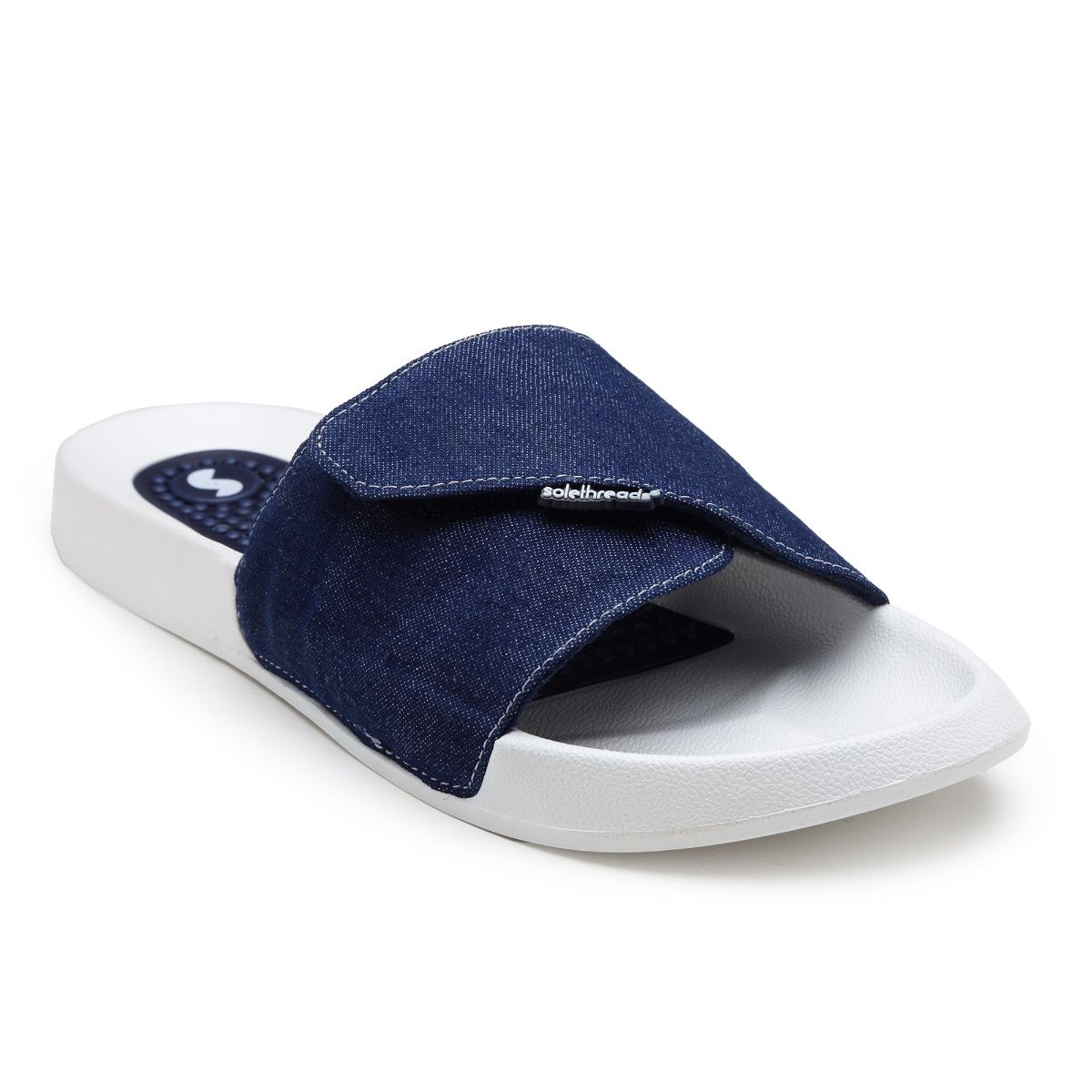 SOLETHREADS Denim Slides White Solid Men Sliders: Buy SOLETHREADS Denim ...