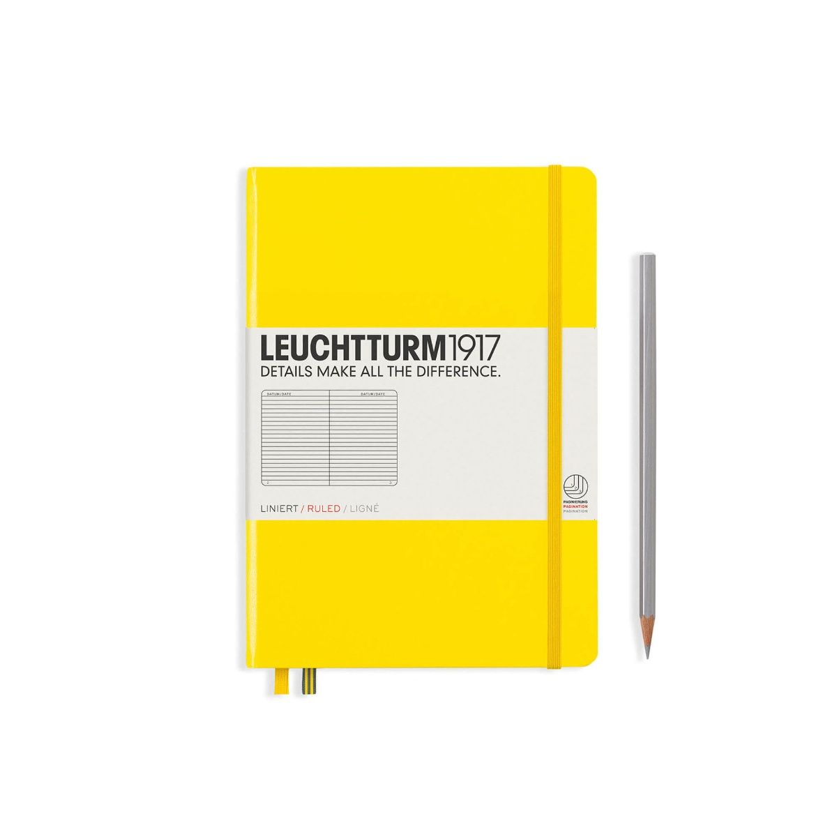 Leuchtturm1917 Medium A5 Size Hard Cover Notebook Ruled Lemon