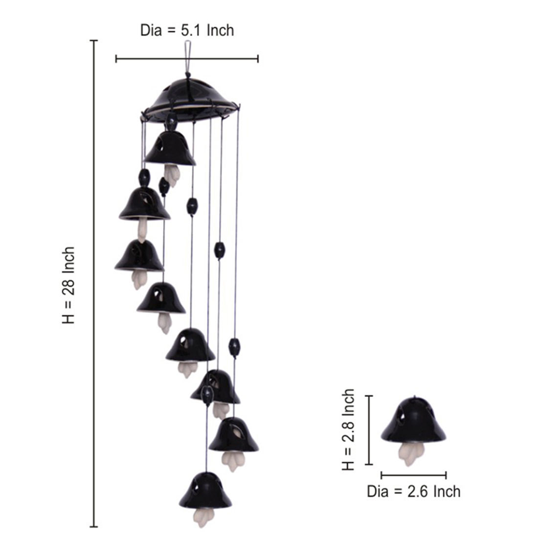 Buy ExclusiveLane Melodious Sound Ceramic Wind Chimes With 8 Bells In ...