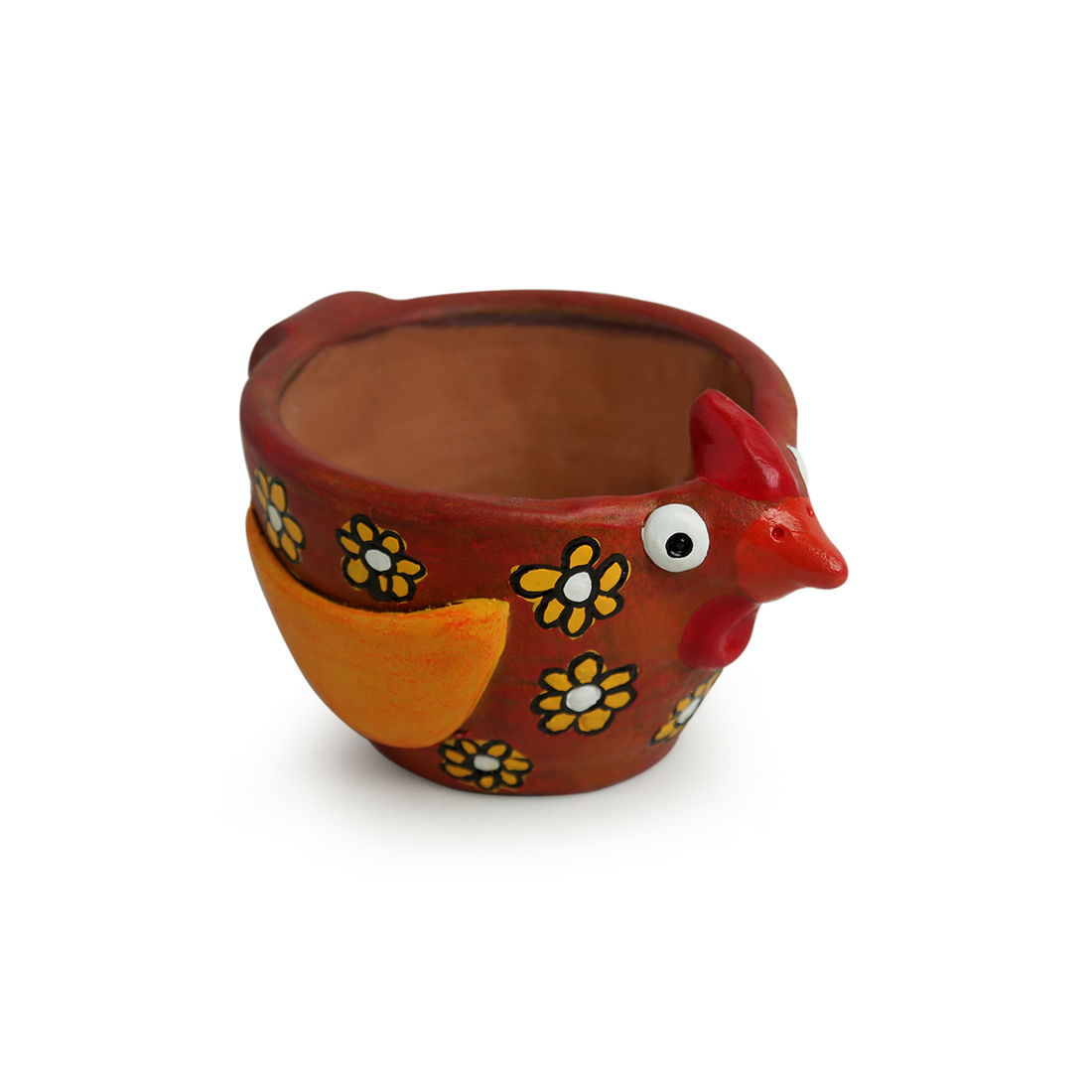 Buy ExclusiveLane Pecking Hen' Handmade & Hand-painted Planter Pot In ...