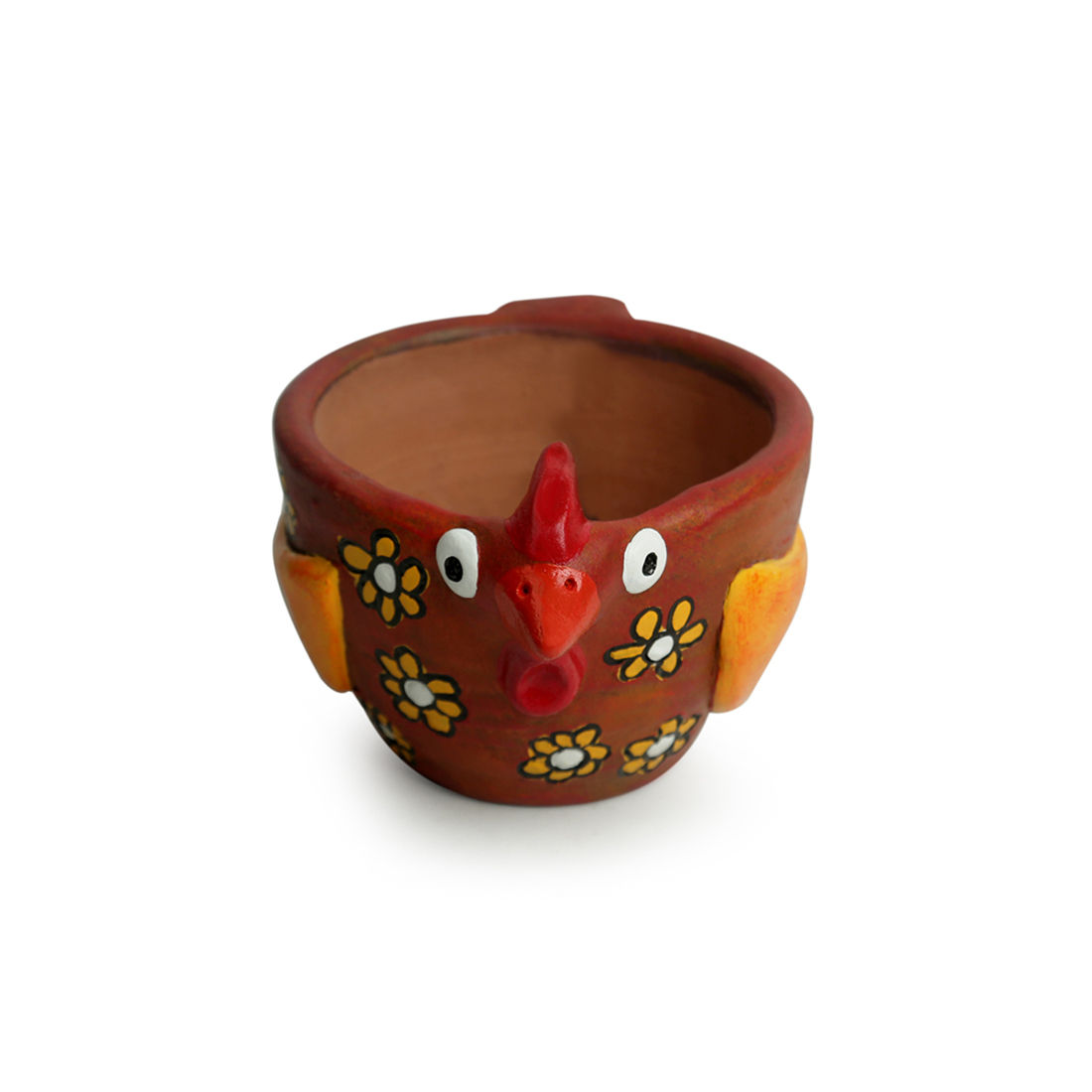ExclusiveLane Pecking Hen' Handmade & Hand-painted Planter Pot In ...
