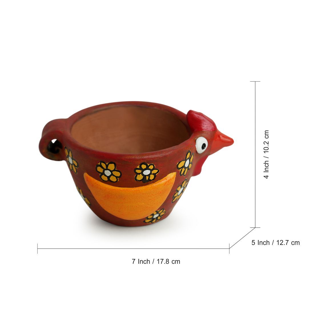 ExclusiveLane Pecking Hen' Handmade & Hand-painted Planter Pot In ...