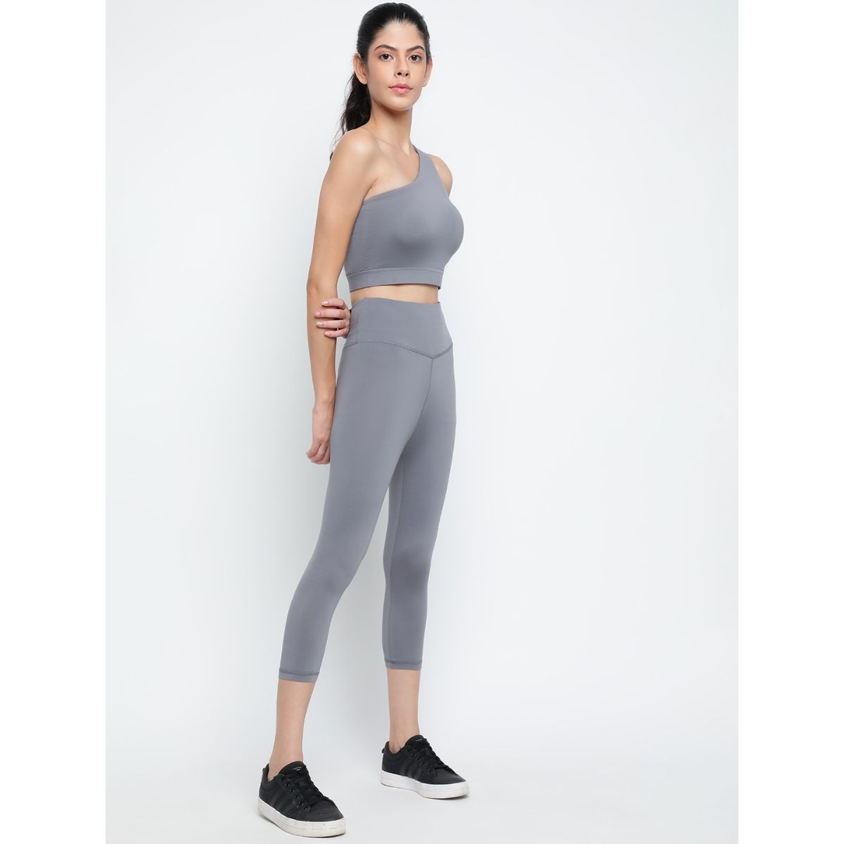 Buy Wear Jukebox Grey Desire Sports Bra And Tights Set (Set of 2) Online