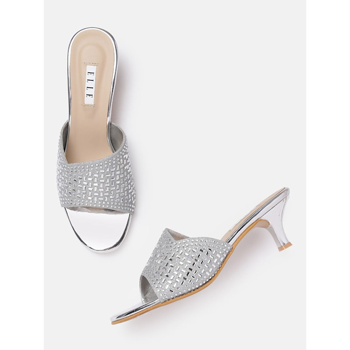 ELLE Silver Women Slip On Sandals: Buy ELLE Silver Women Slip On ...