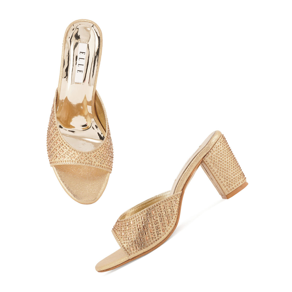 Buy ELLE Gold Women Slip On Sandals Online