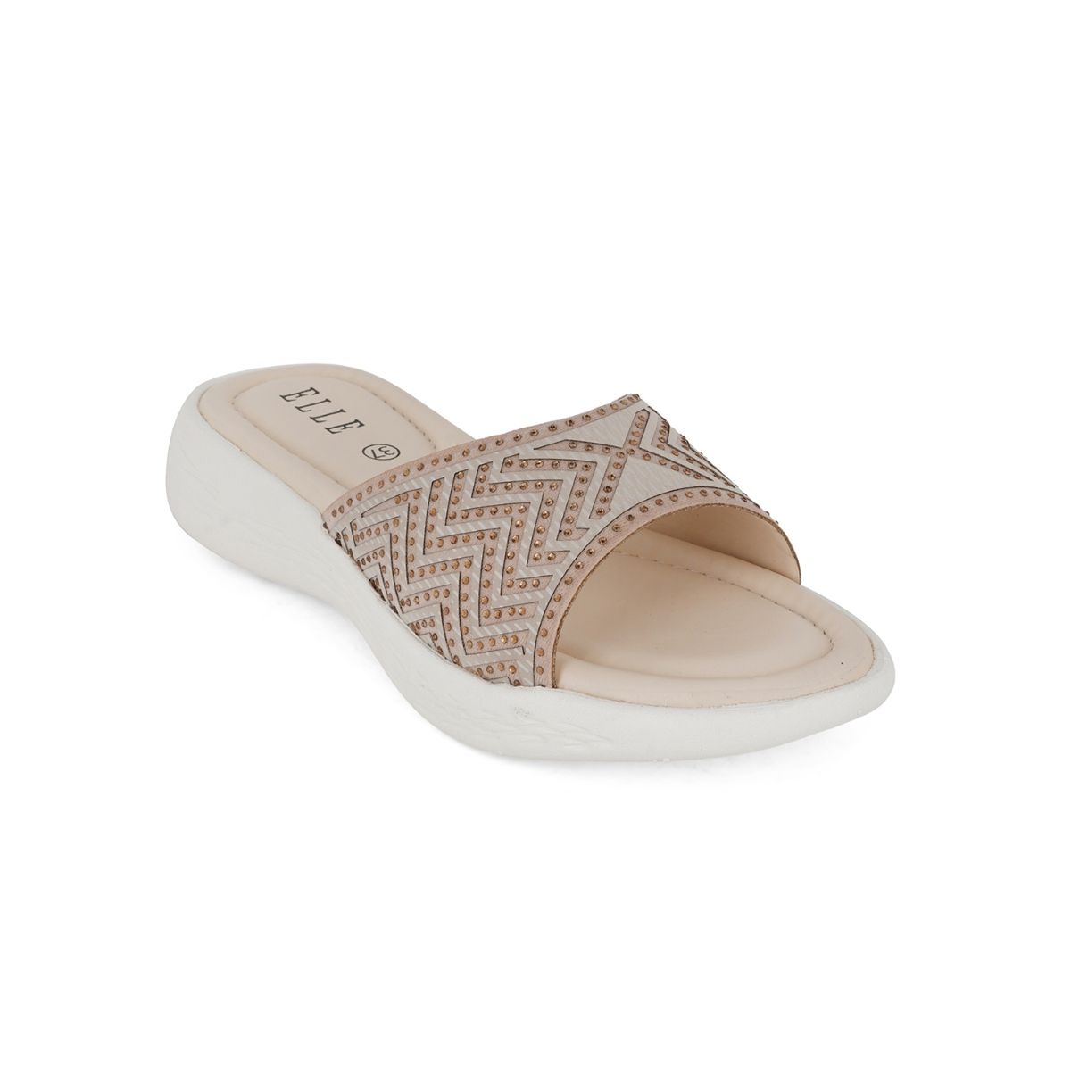 Buy ELLE Beige Women Slip On Sliders Online