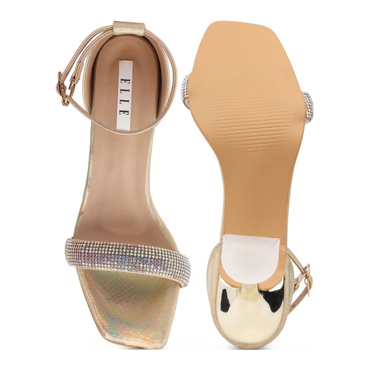 ELLE Gold Women Buckle Sandals: Buy ELLE Gold Women Buckle Sandals ...