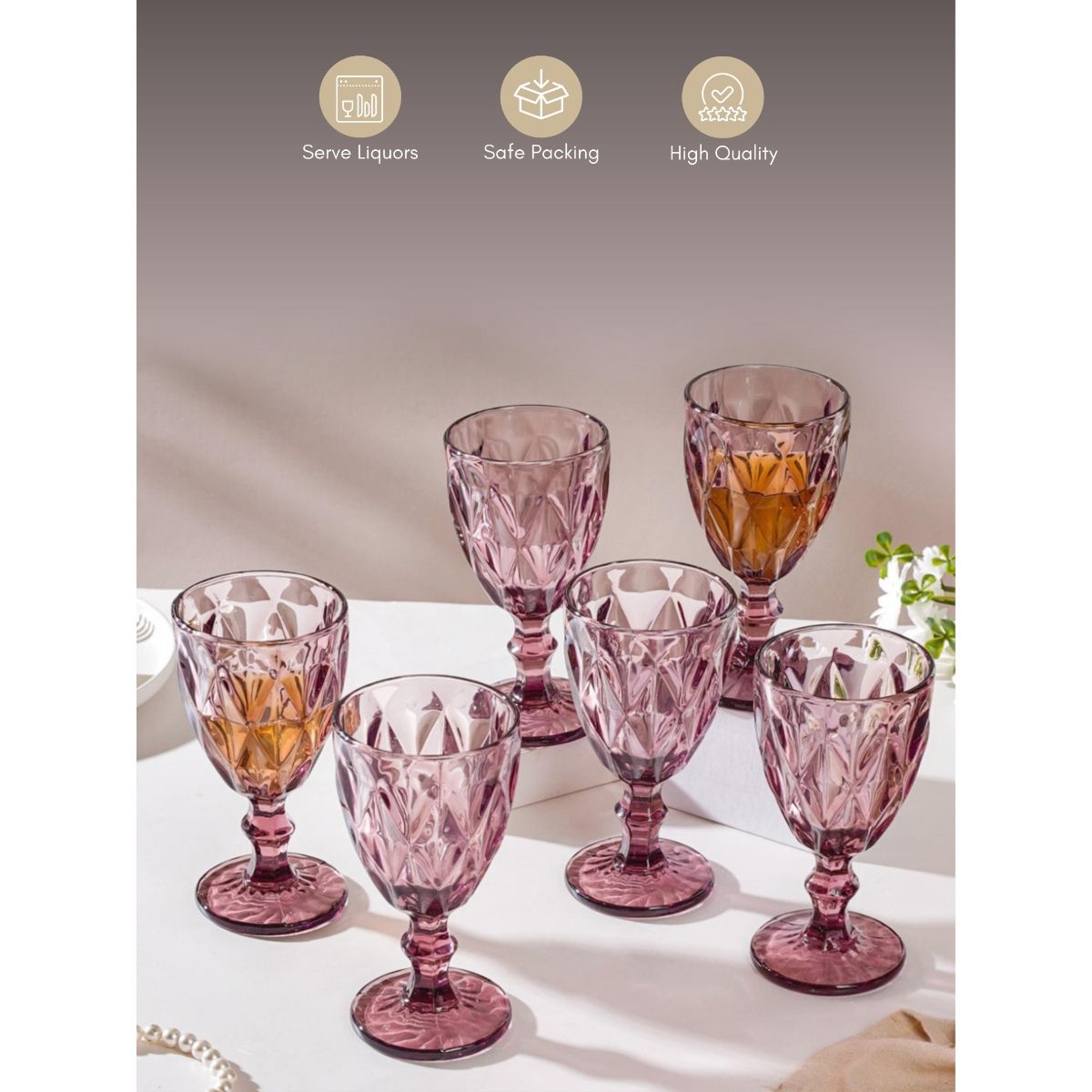 Buy Nestasia Set of 6 Mauve Crystal Red Wine Glass 300 ml Online