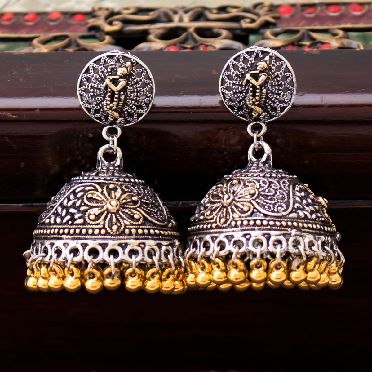 Buy Sukkhi Marvellous Oxidised God Krishna Jhumki Earring for Women ...