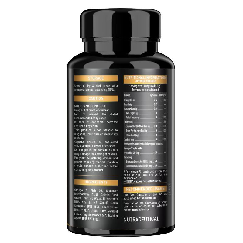 MuscleBlaze Omega 3 Fish Oil 1250 mg (560mg EPA and 400mg DHA) Capsules ...