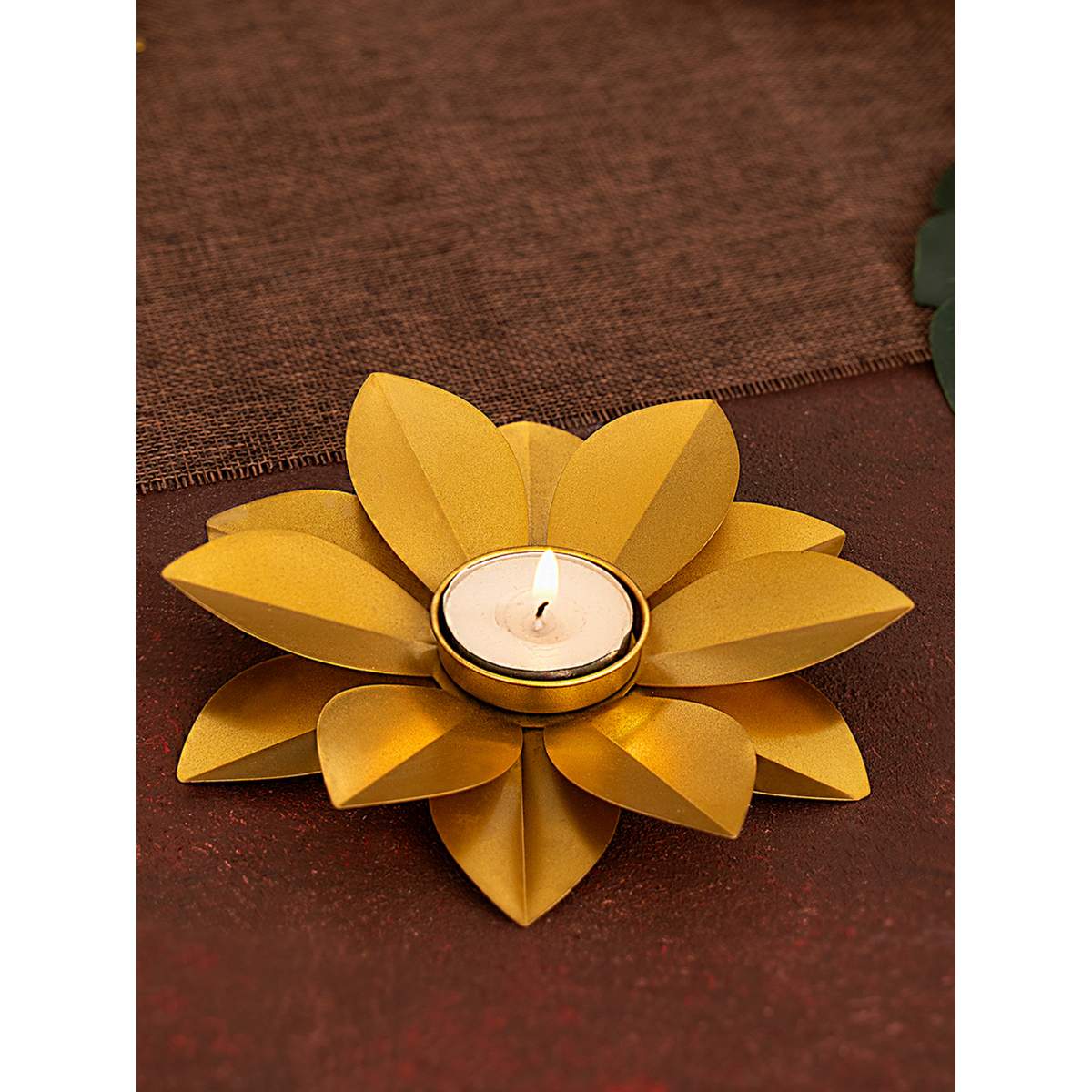 Buy DecorTwist Floral Shaped Designer Metal Tea Light Holder Online