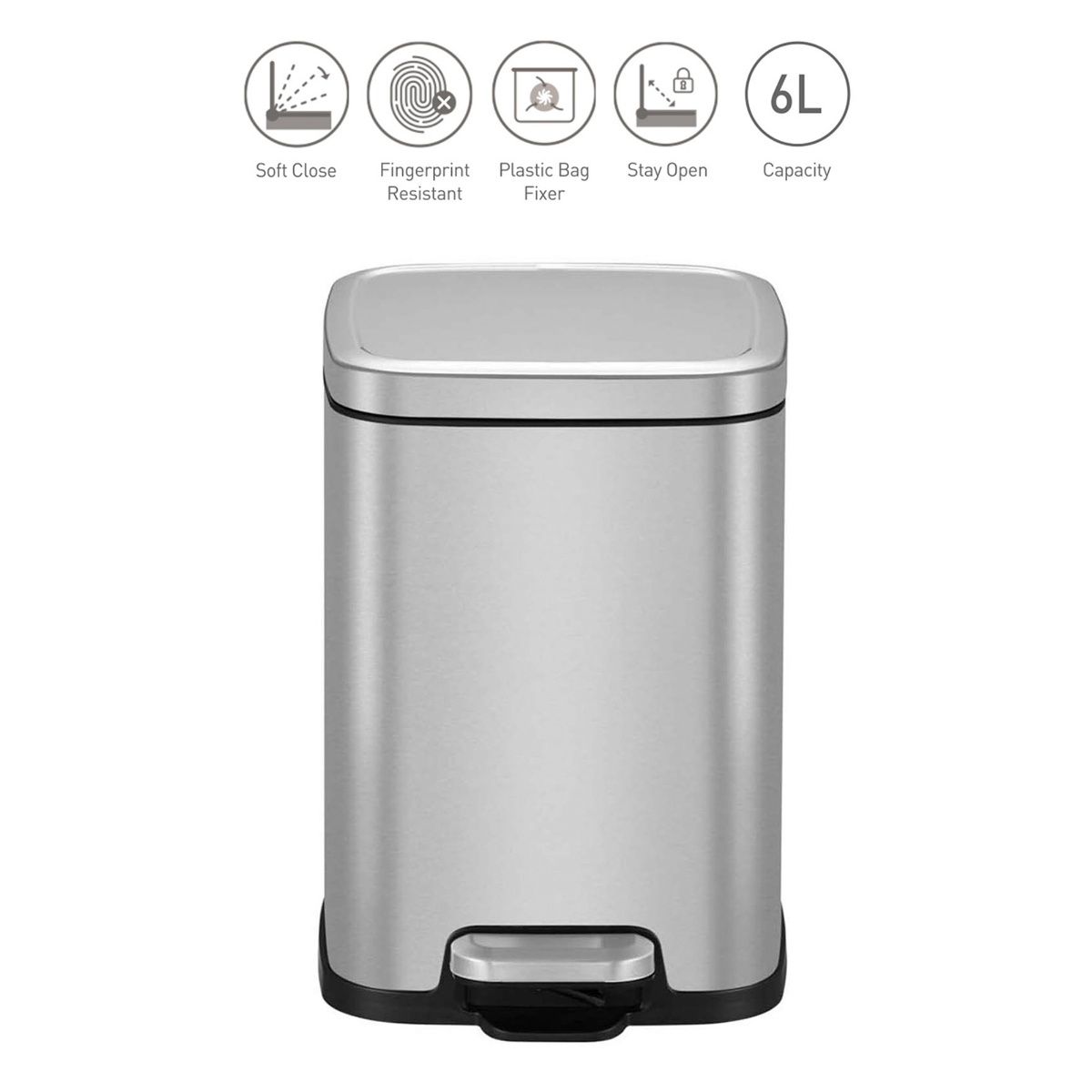 Buy OBSESSIONS Stainless Steel Step Dustbin with Liner, 6 Litres ...