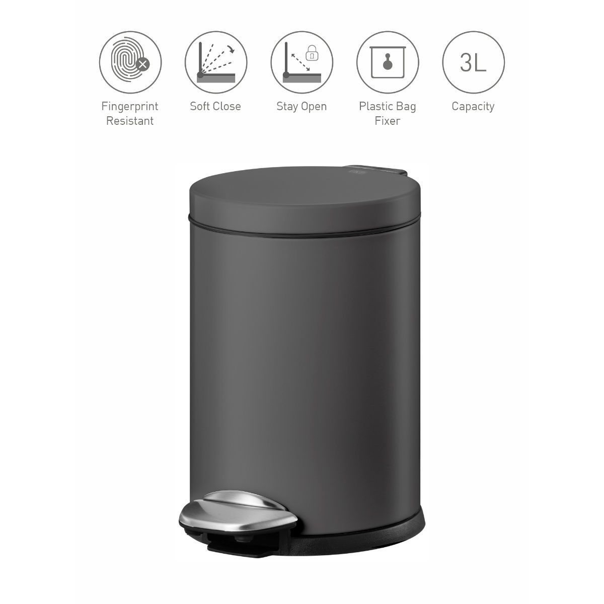 Buy OBSESSIONS Stainless Steel Step Dustbin with Liner, 3 Litres ...