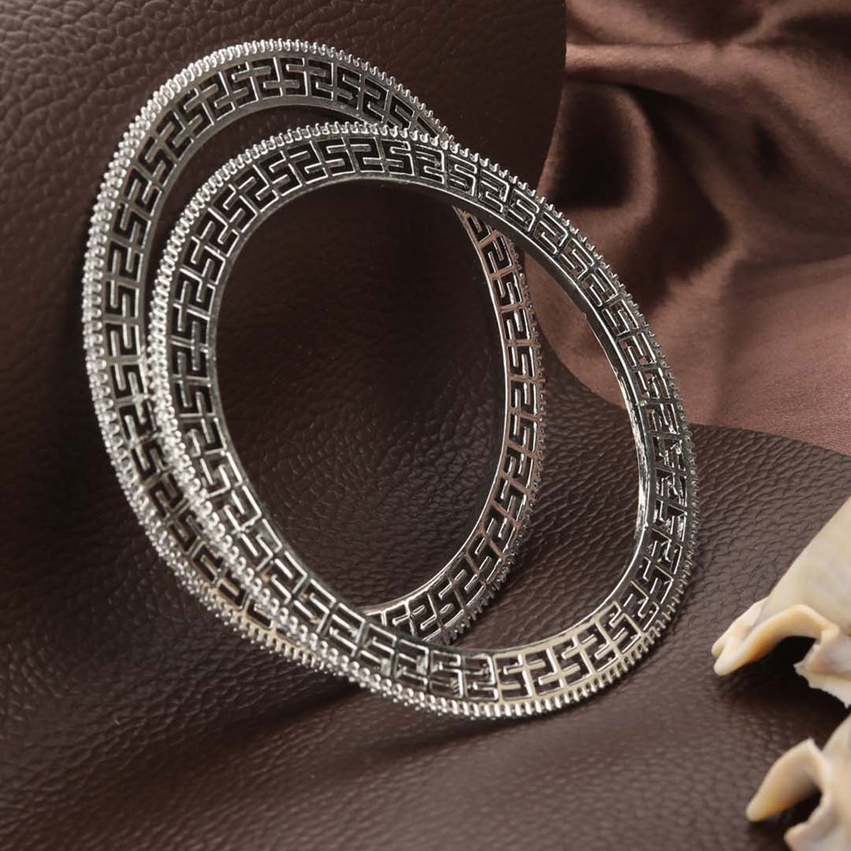 Buy Priyaasi American Diamond Silver Plated Bangles Set - 1002 - Online