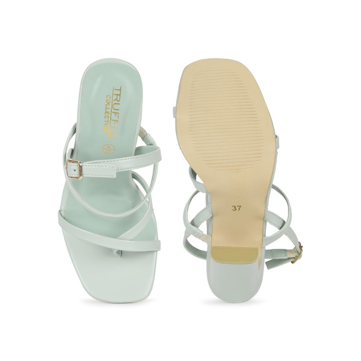 Buy Truffle Collection Green Solid Heels Online