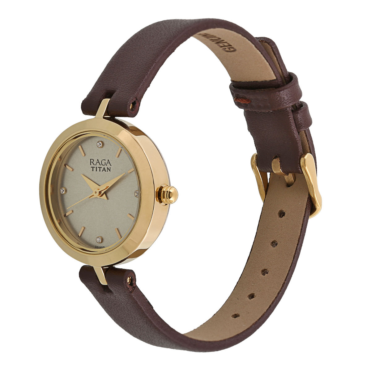 Buy Titan Raga Grey Dial Brown Leather Strap Watch Online