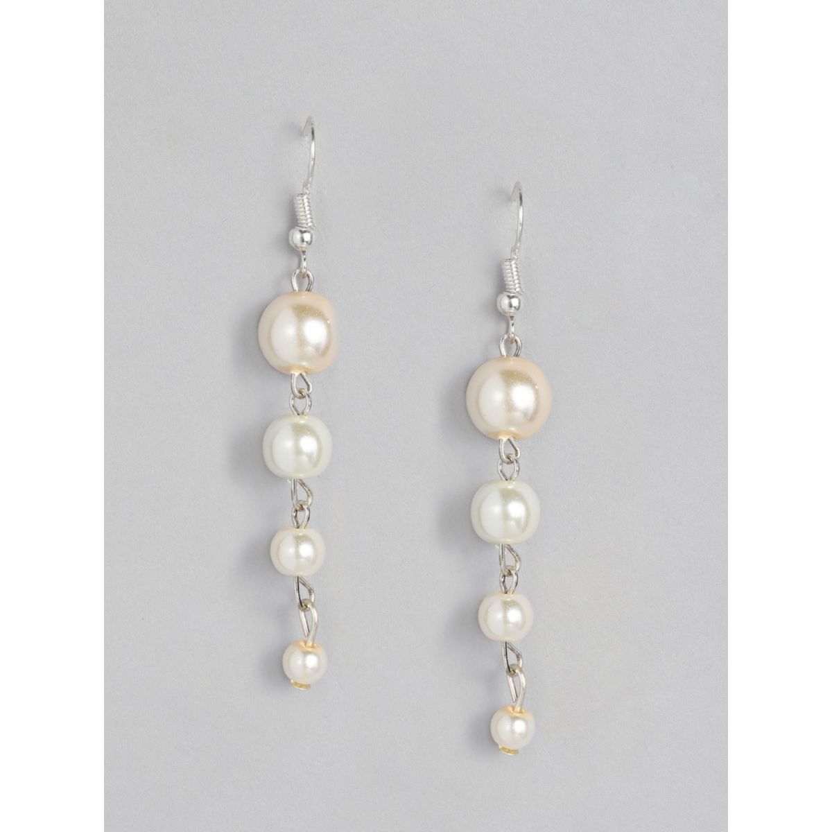 Zaveri Pearls Silver Tone Contemporary V Shape Pearls Necklace