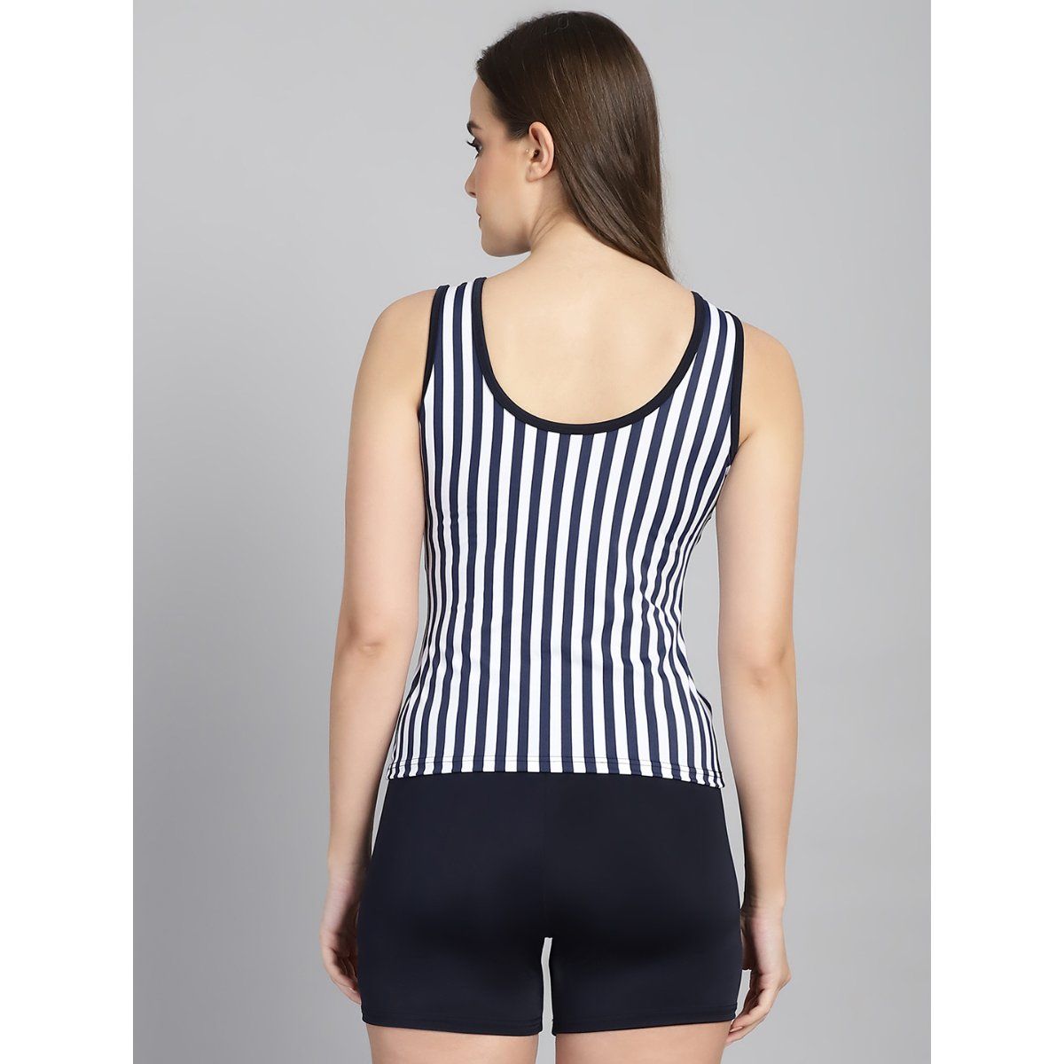 Buy Cukoo Padded Blue Striped Tankini Swimwear (Set of 2) Online