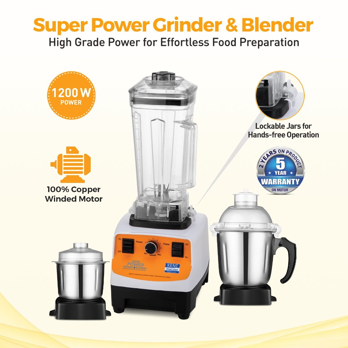 Kent 16083 Super Power Grinder & Blender 1200W,High-Speed Operation ...