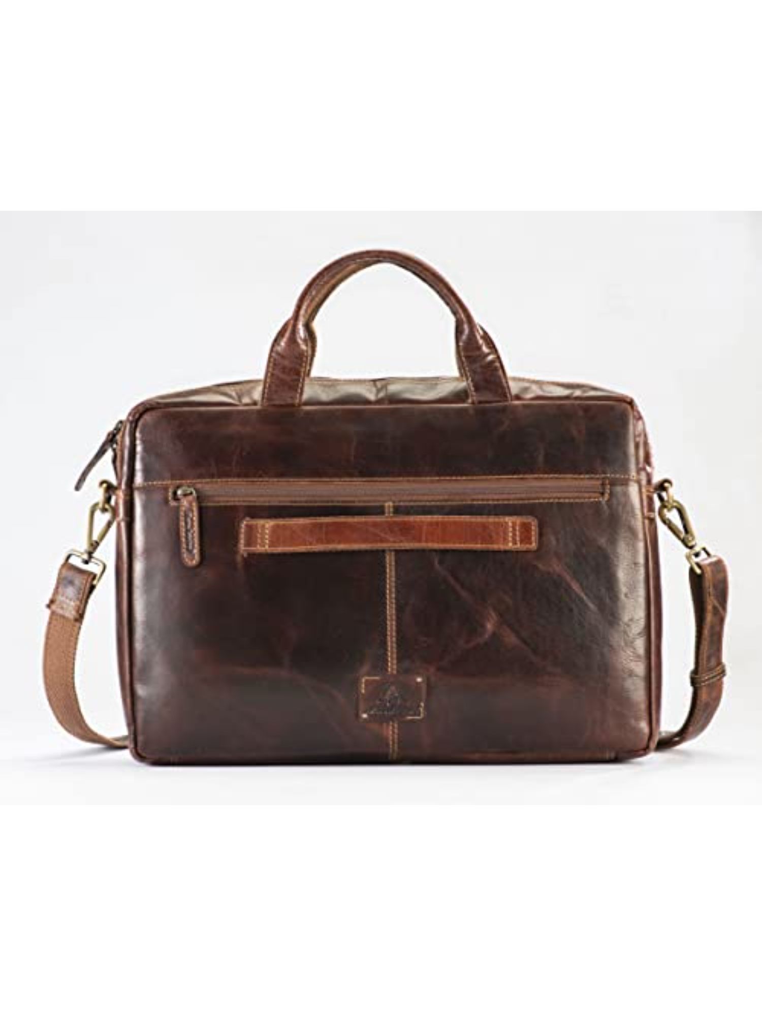 Buy PICCO MASSIMO Brown Leather Mens 15.6 inch Laptop Padded Office ...