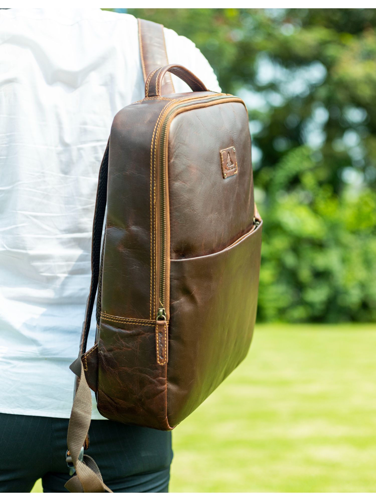 Buy PICCO MASSIMO Brown Premium Leather Work-Casual Laptop Backpacks Online