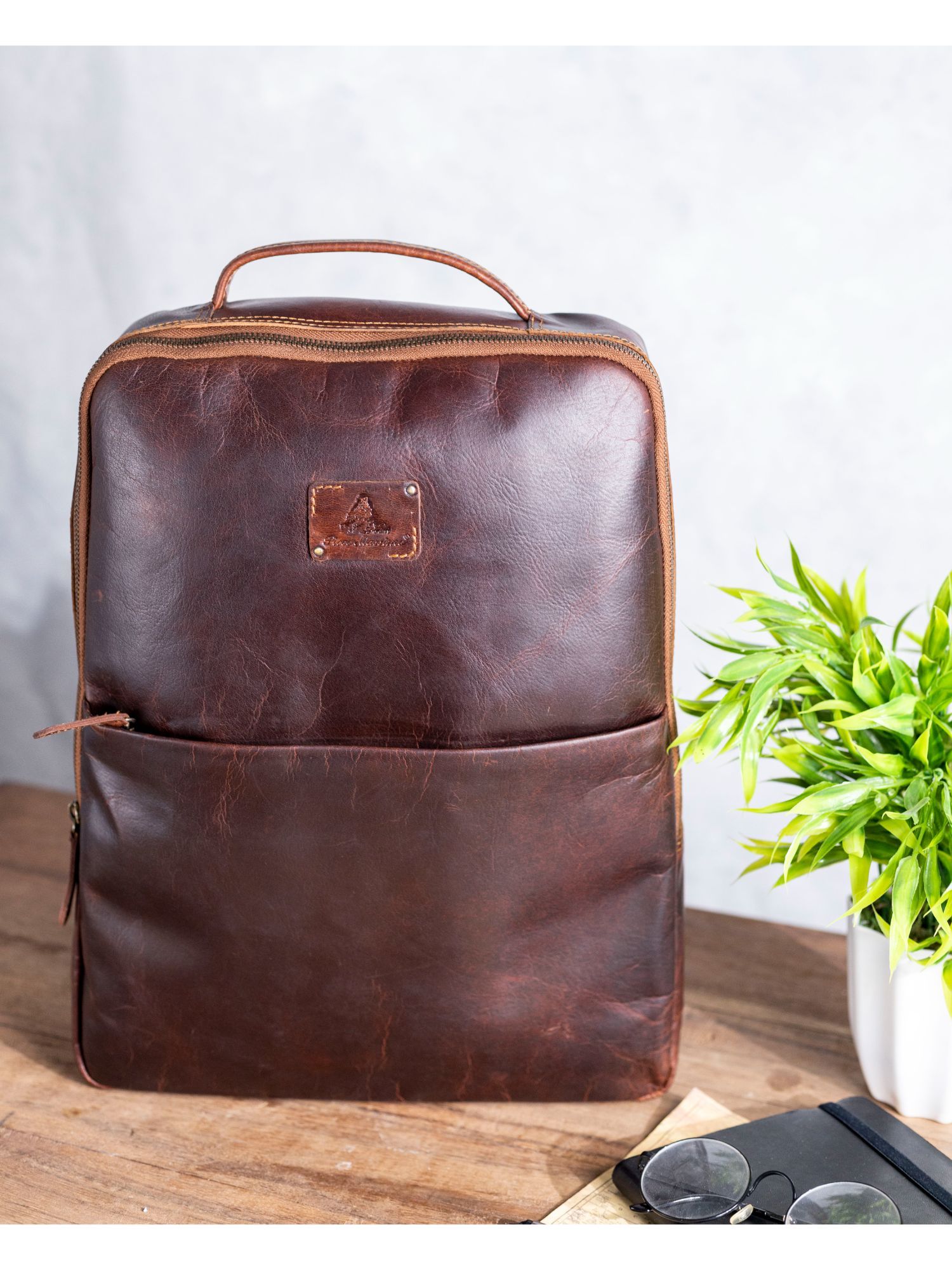 Buy PICCO MASSIMO Brown Premium Leather Work-Casual Laptop Backpacks Online