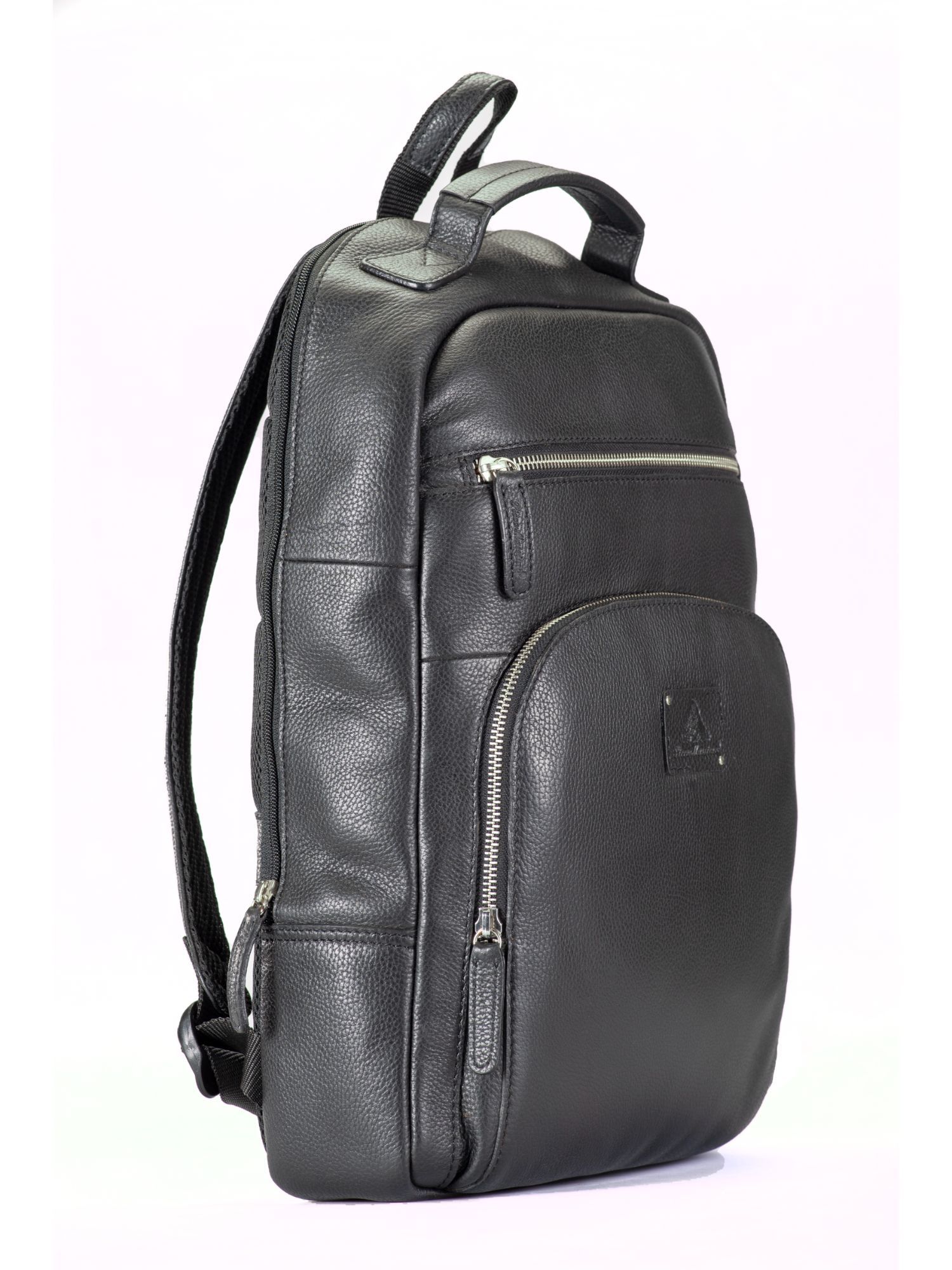 Buy PICCO MASSIMO Black Leather Laptop Backpack Online