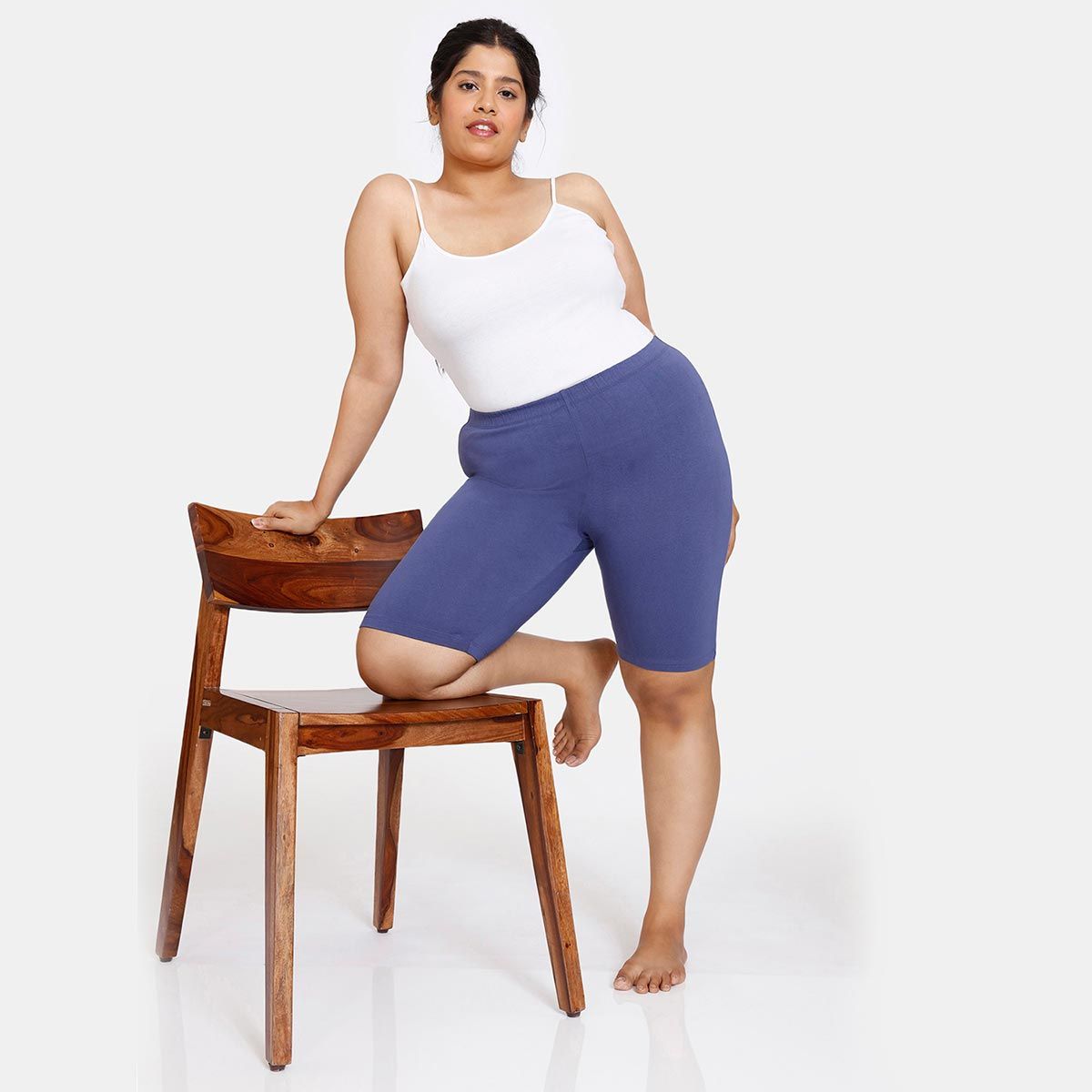 Zivame True Curv Knit Cotton Shorts - Deep Cobalt-blue Blue: Buy Zivame ...